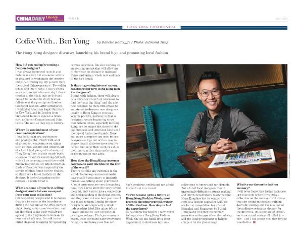 My China Daily Lifestyle Premium interview with fashion designer Ben ...